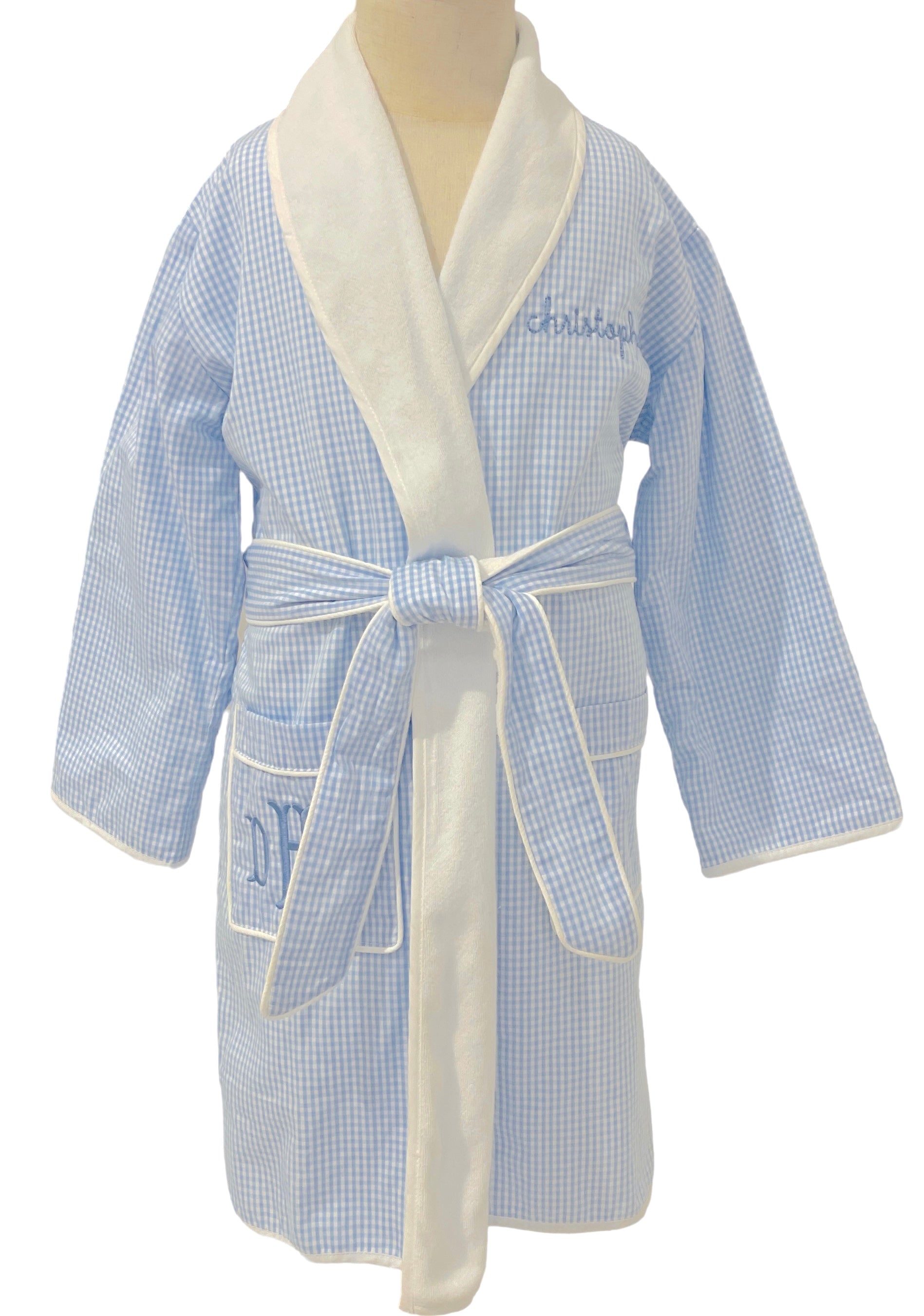 Terry Tots Blue Gingham Bath Robe – Plaid Rabbit Gifts