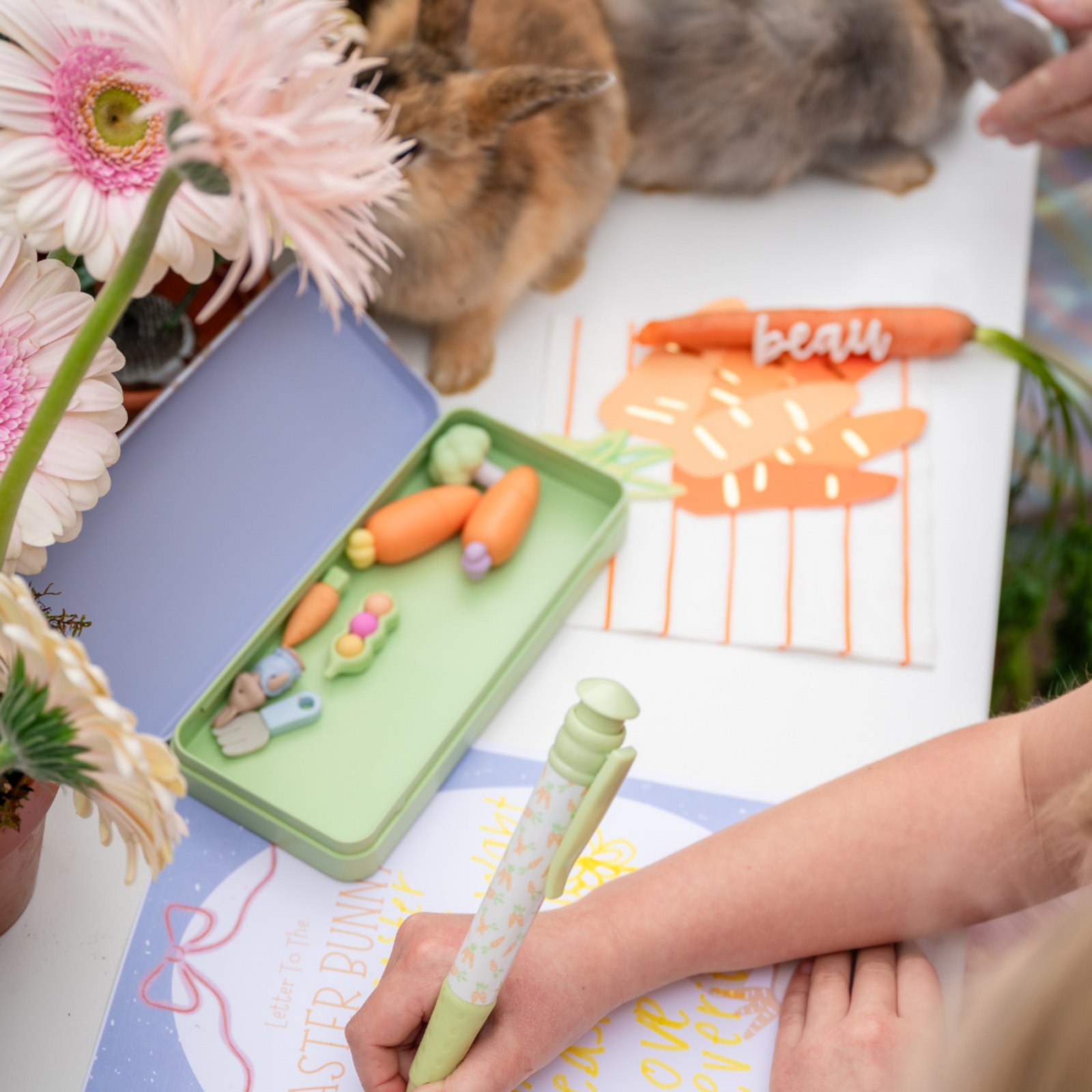 Jollity & Co Bunnies In The Garden Eraser Set – Plaid Rabbit Gifts